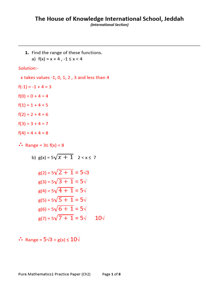 Y11 Ch2 Practice Paper With Solutions | PDF | Mathematical Objects | Mathematics