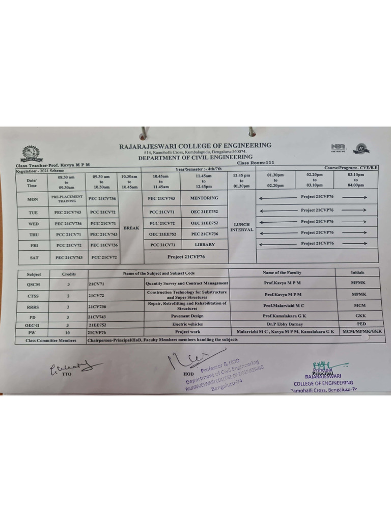 CVE Timetable 2024 25 | PDF