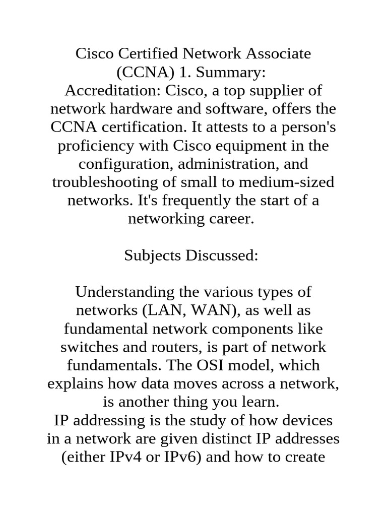 Cisco Certified Network Associate | PDF | Computer Network | Ip Address