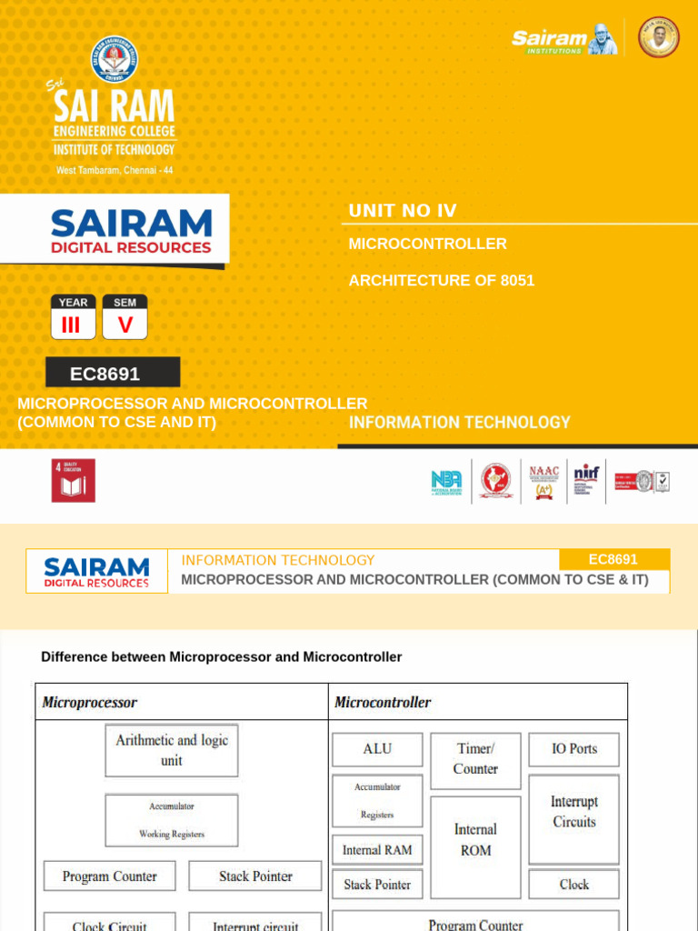 4.1 Architecture of 8051 | PDF | Central Processing Unit | Microcontroller