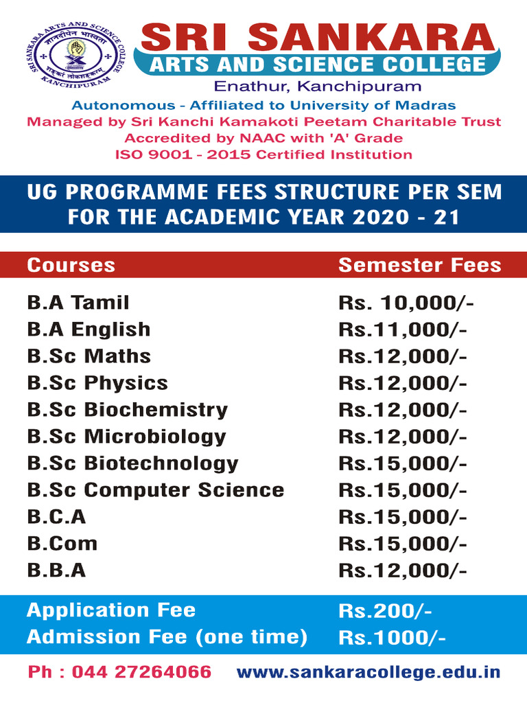 UG PG Fees Structure | PDF