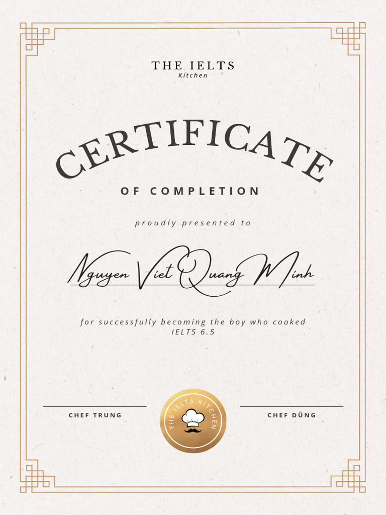 IELTS Kitchen Chef Certification | PDF