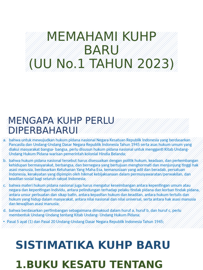 Pemahaman KUHP Baru 2023 di Indonesia | PDF