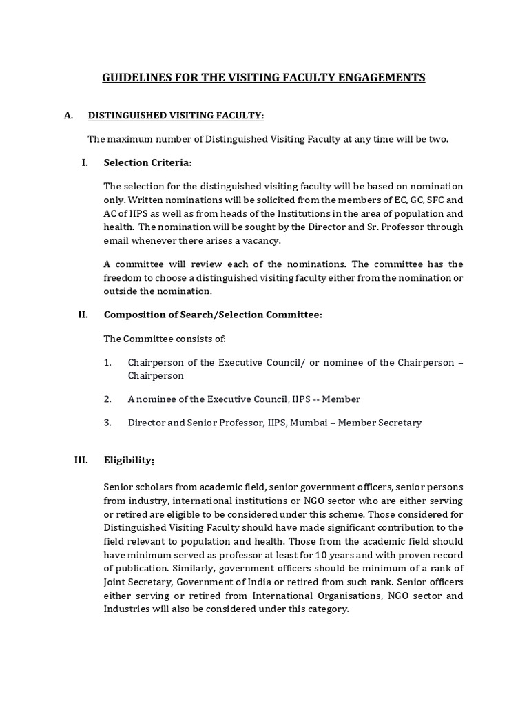 UGC Guidelines for Visiting Faculty | PDF | Professor