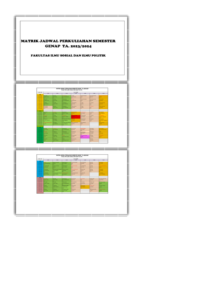 Matrik Jadwal Kuliah Genap Ta.2023 2024 3 5 2024 PDF | PDF