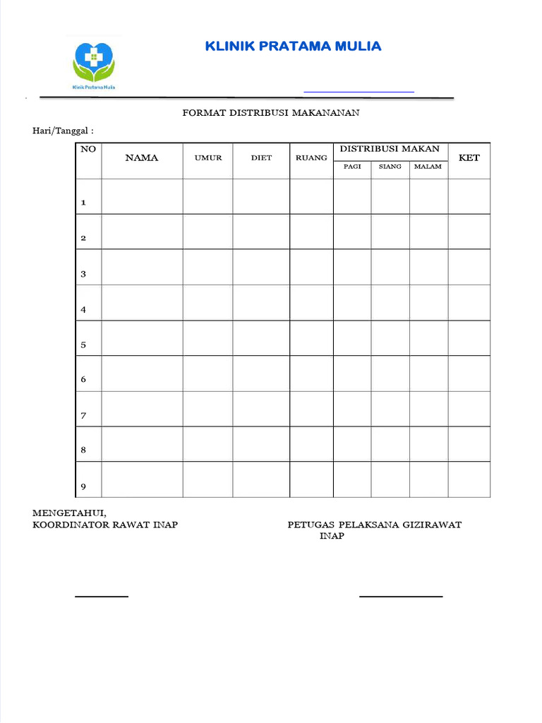 Form Distribusi Makanan | PDF