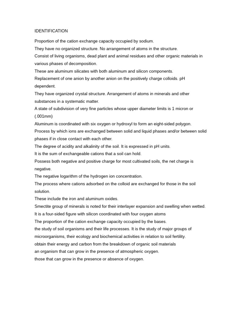 Identification Pdf Soil Ion
