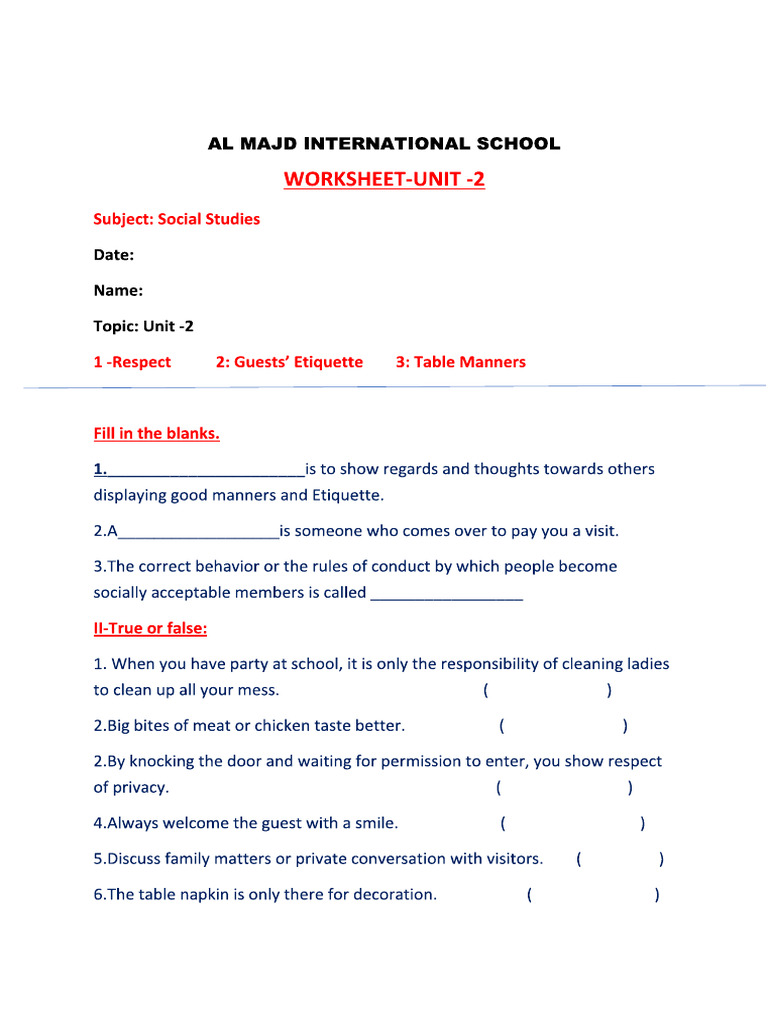 Unit -2 Worksheet | PDF