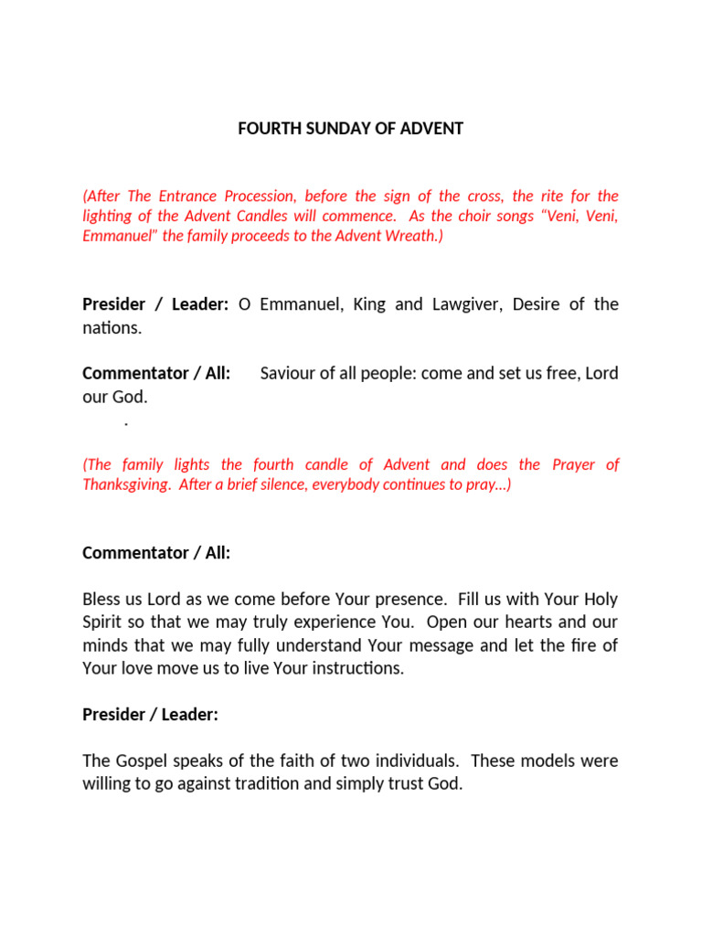 4 FOURTH SUNDAY OF ADVENT Edited Version | PDF