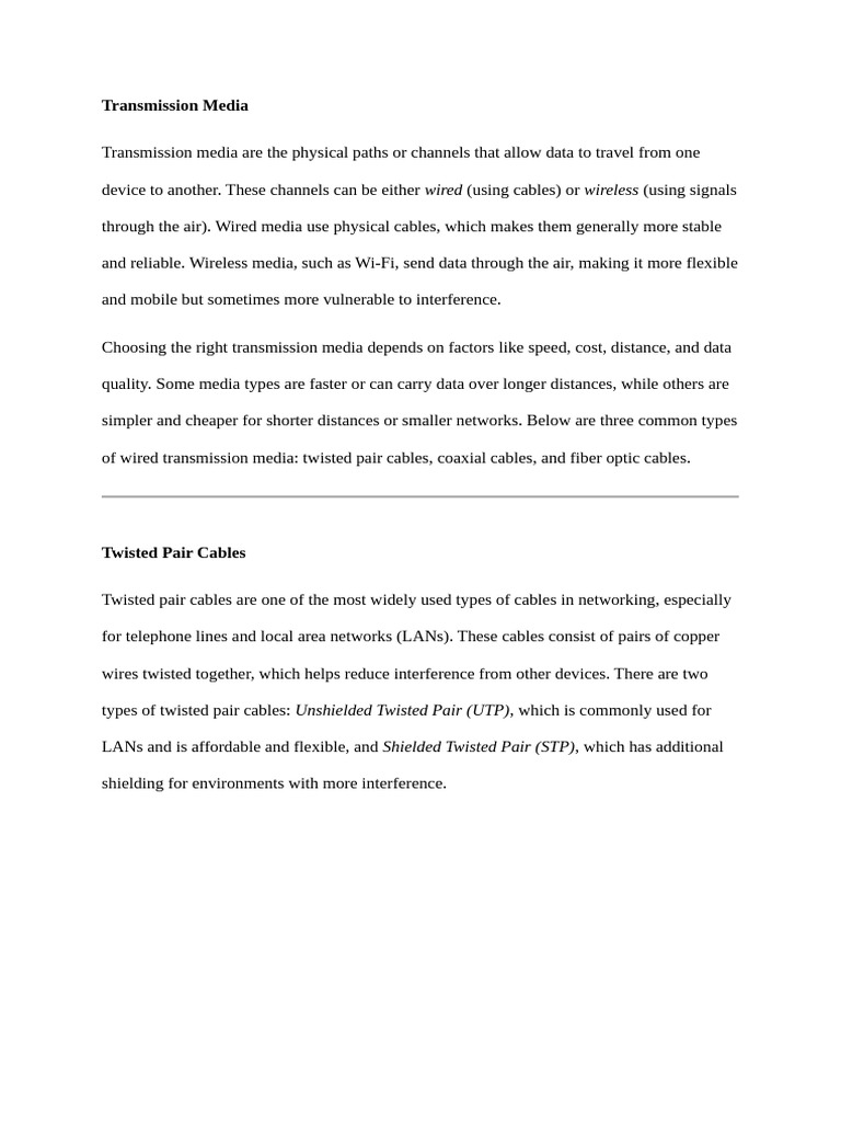 Wired and Wireless Transmission Media | PDF | Transmission Medium ...