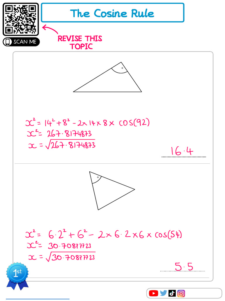 The Cosine Rule Edexcel Solutions | PDF | Triangle | Geometry
