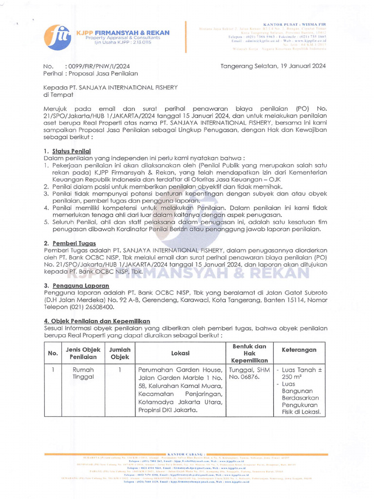 Proposal Jasa Penilaian KJPP FIRMANSYAH &REKAN | PDF