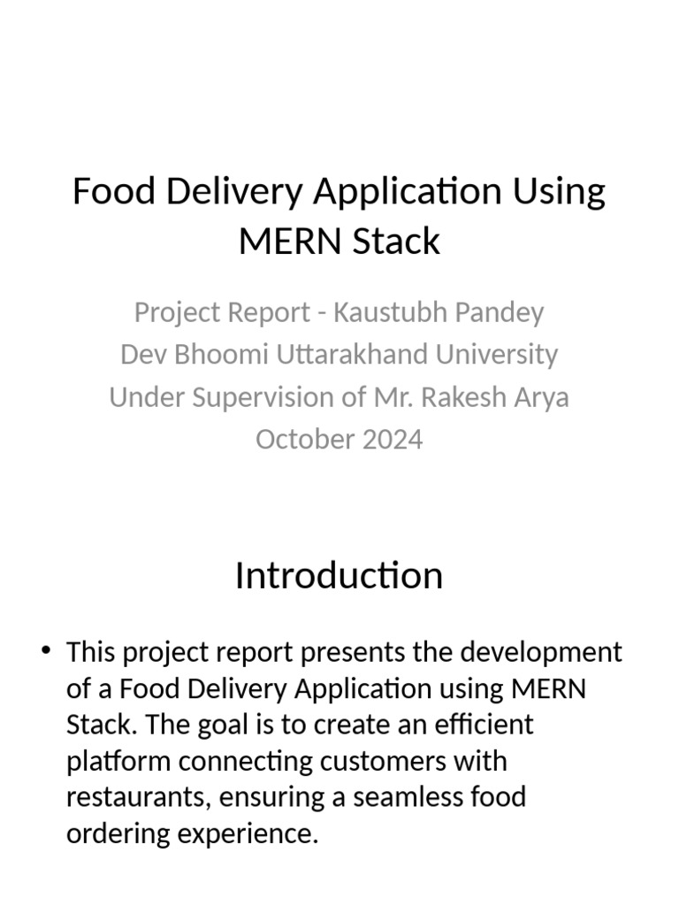 Food Delivery MERN Stack Presentation | PDF | Web Development | Computing