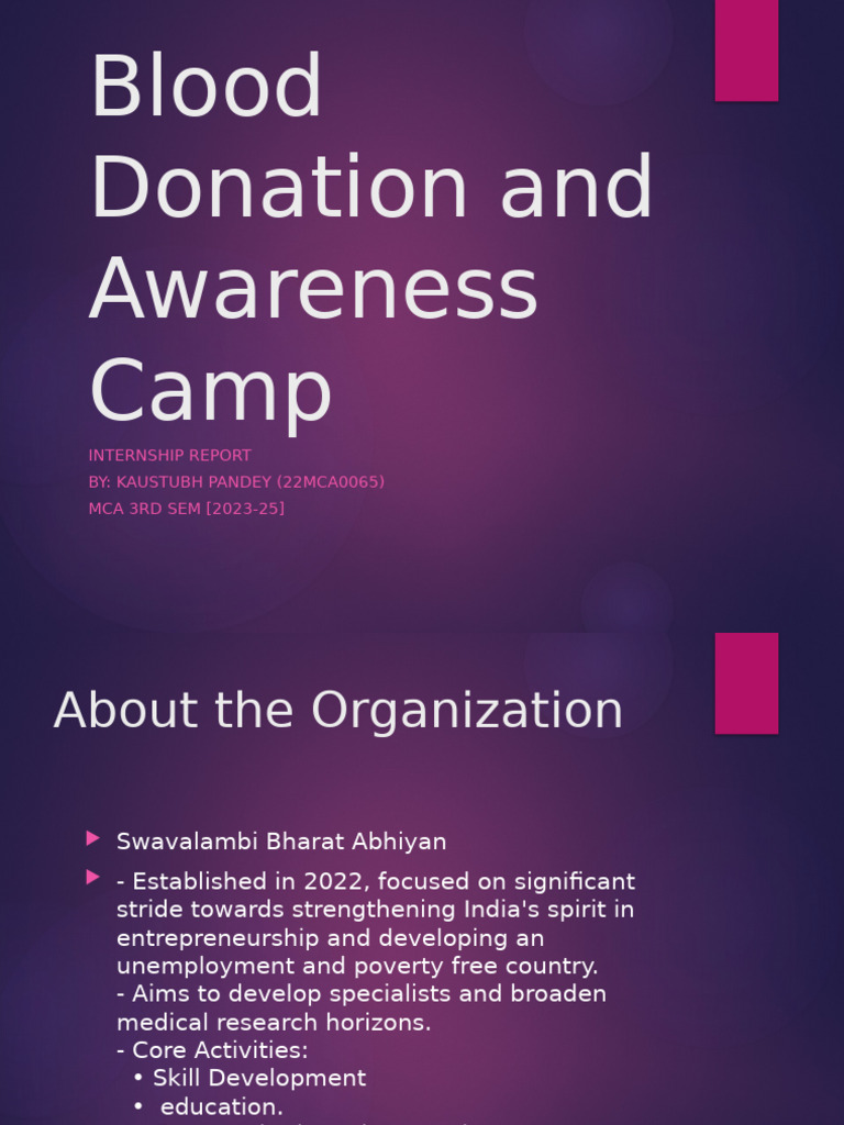 Blood Donation Awareness Internship Presentation[1] | PDF