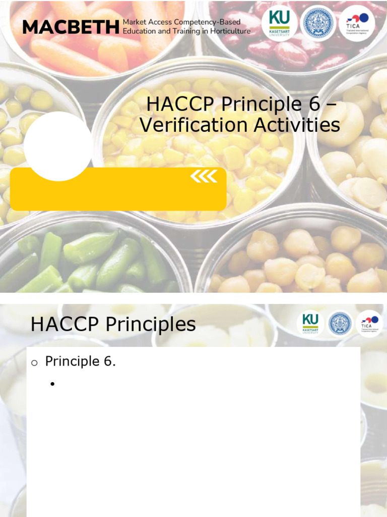 HACCP Principle 6 Verification | PDF | Verification And Validation | Hazard Analysis And ...
