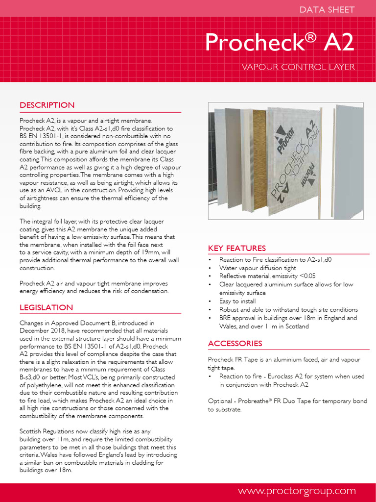 Proctors Procheck A2 Datasheet | PDF | Aluminium Foil | Secondary Sector Of The Economy