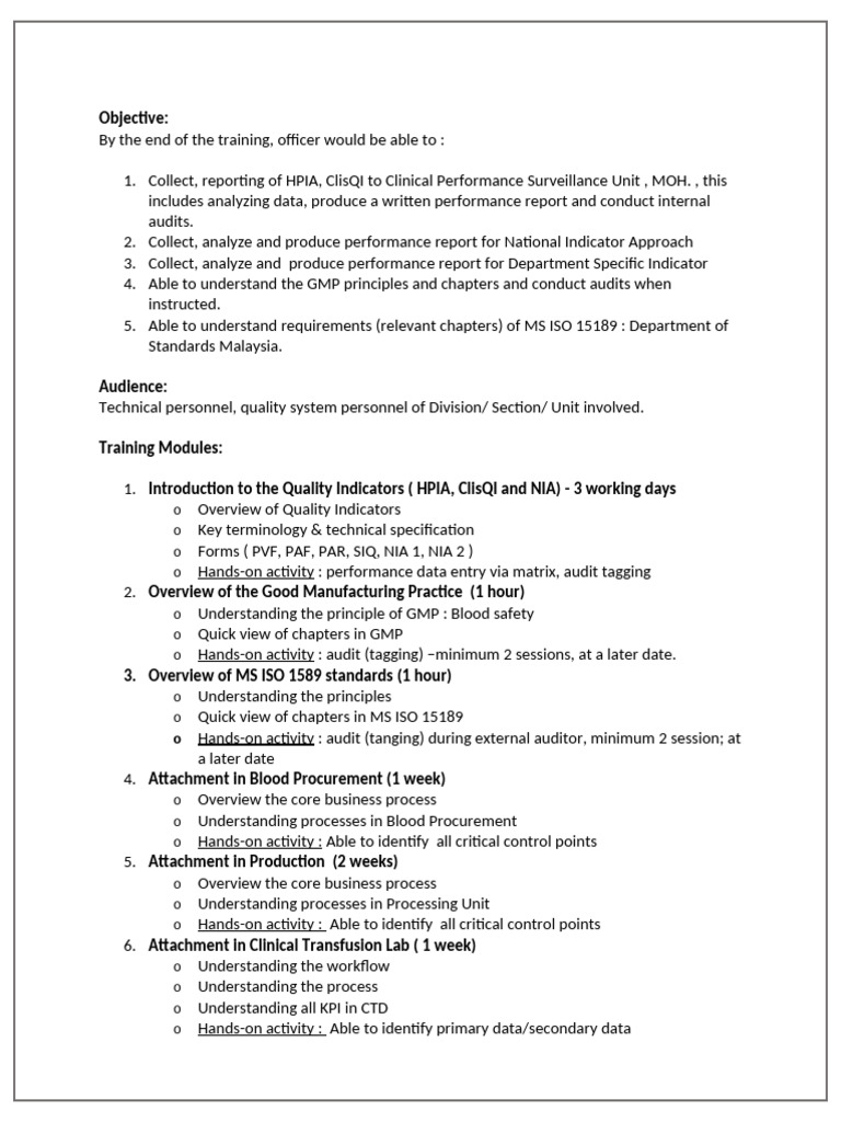 Section Assessment Training Plan | PDF | Audit | Business