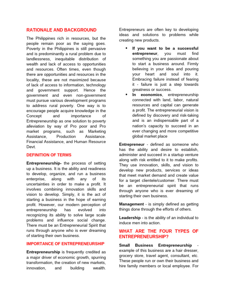 ENTREPRENEURSHIP | PDF | Entrepreneurship | Marketing