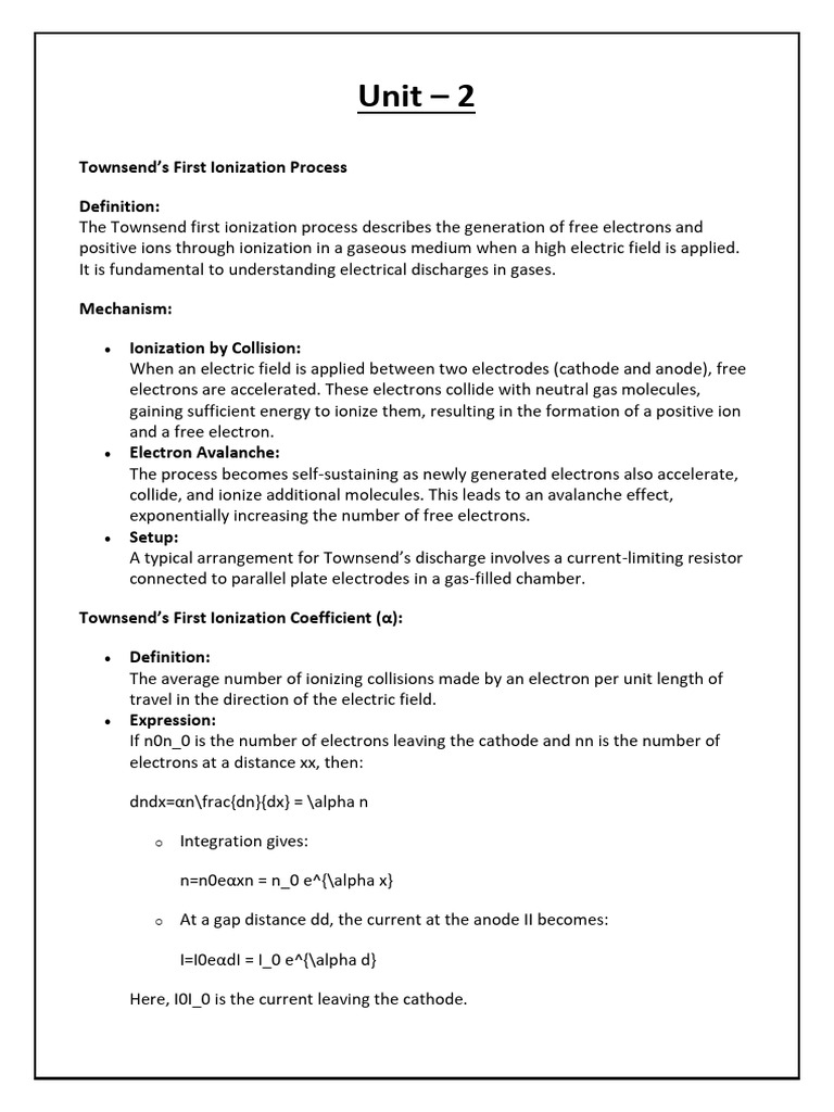 HVE NOTES | PDF | Electrical Breakdown | Ionization