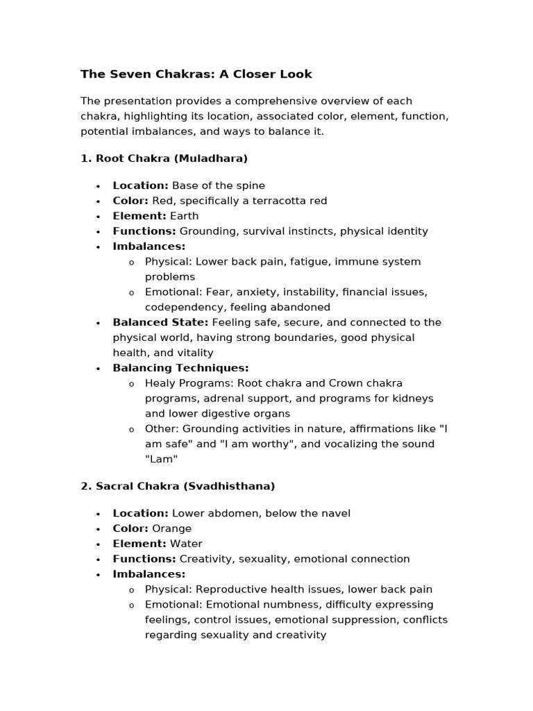 The Seven Chakras-A Closer Look | PDF | Chakra