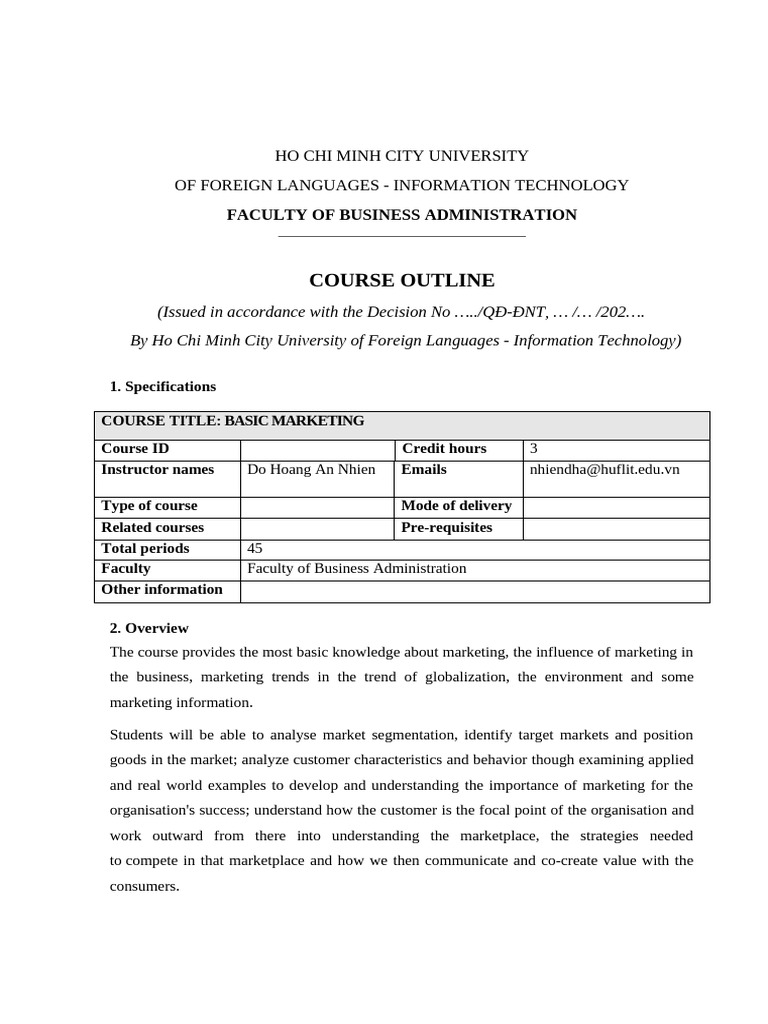 Basic Marketing Syllabus | PDF | Marketing | Reading Comprehension