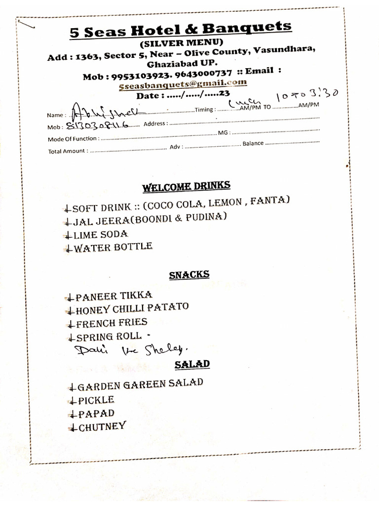 5 Seas Engagement Booking | PDF
