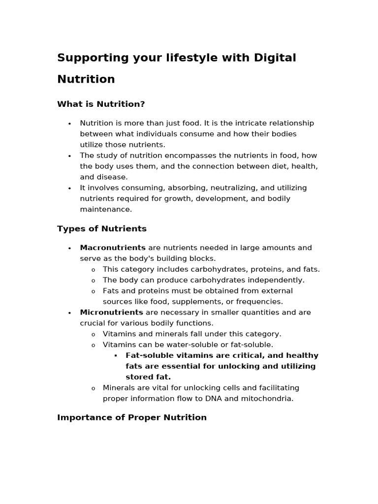 Digital Nutrition for Health Tech Users | PDF | Nutrition | Diet ...
