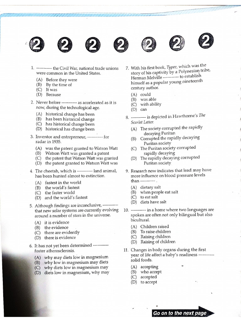 TOEFL ITP Diagnostic Test With Answers | PDF