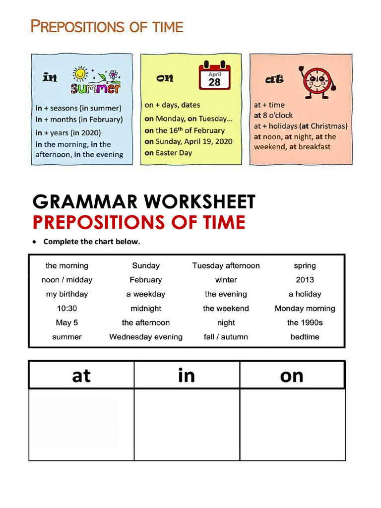 Prepo Worksheet | PDF