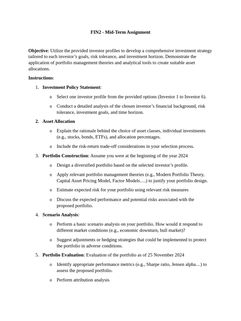 FIN2 - MT assignment-1 | PDF | Investing | Investment Management FIN2 - MT assignment-1 | PDF | Investing | Investment Management