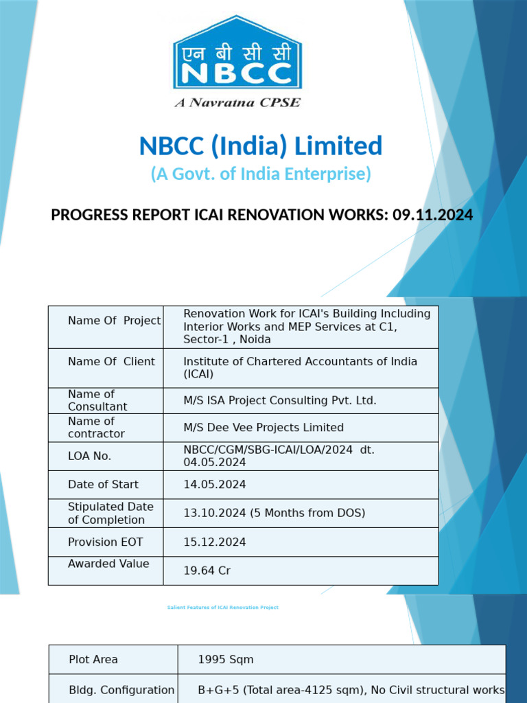 ICAI Noida Renovation Progress Report | PDF