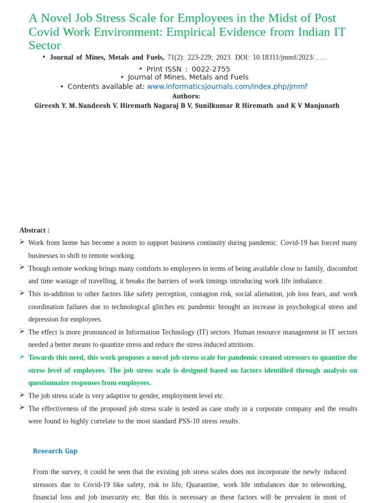 Novel Scale Methods | PDF | Occupational Stress | Coefficient Of Determination