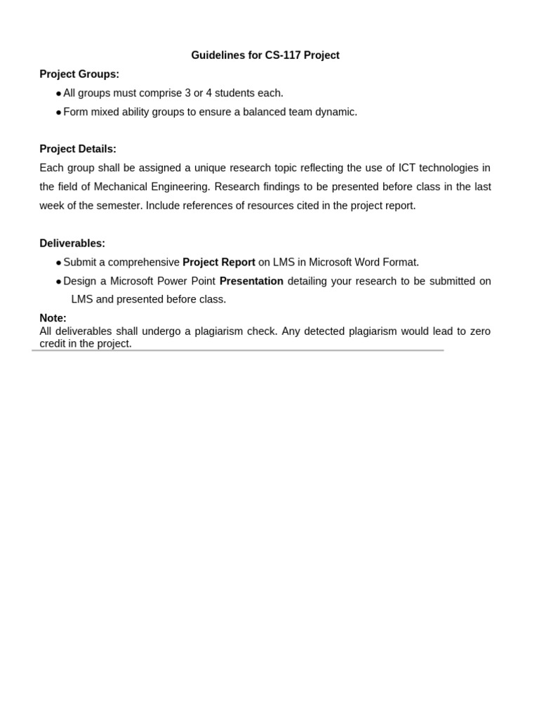CS-117 Project Guidelines | PDF