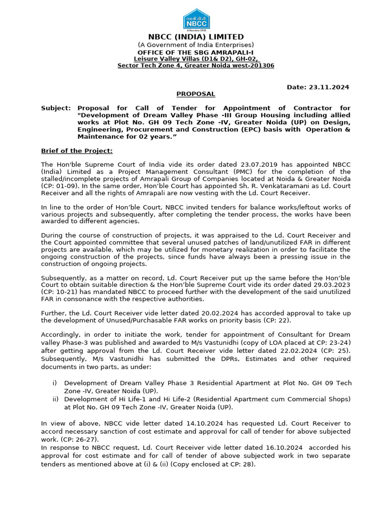 Tender for Dream Valley Phase-III Project | PDF | Specification ...