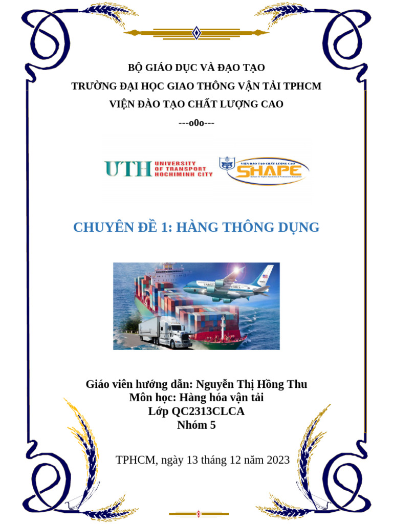 Nhóm 3 Hàng Thông Dụng Hhvt Qc2313clca | PDF