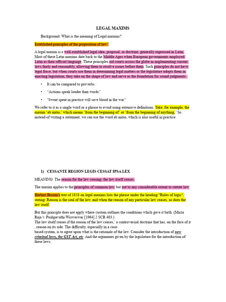 LEGAL MAXIMS | PDF | Miranda Warning | Statutory Interpretation