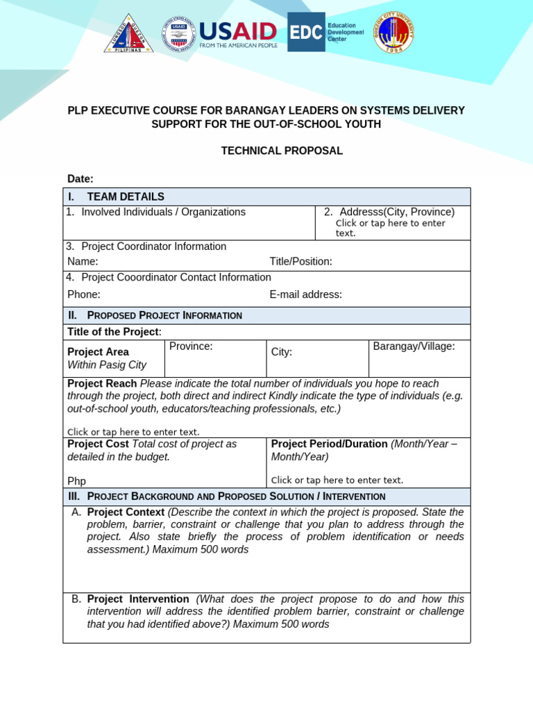 PLP BLeSDS Project Proposal Outline | PDF | Monitoring And Evaluation