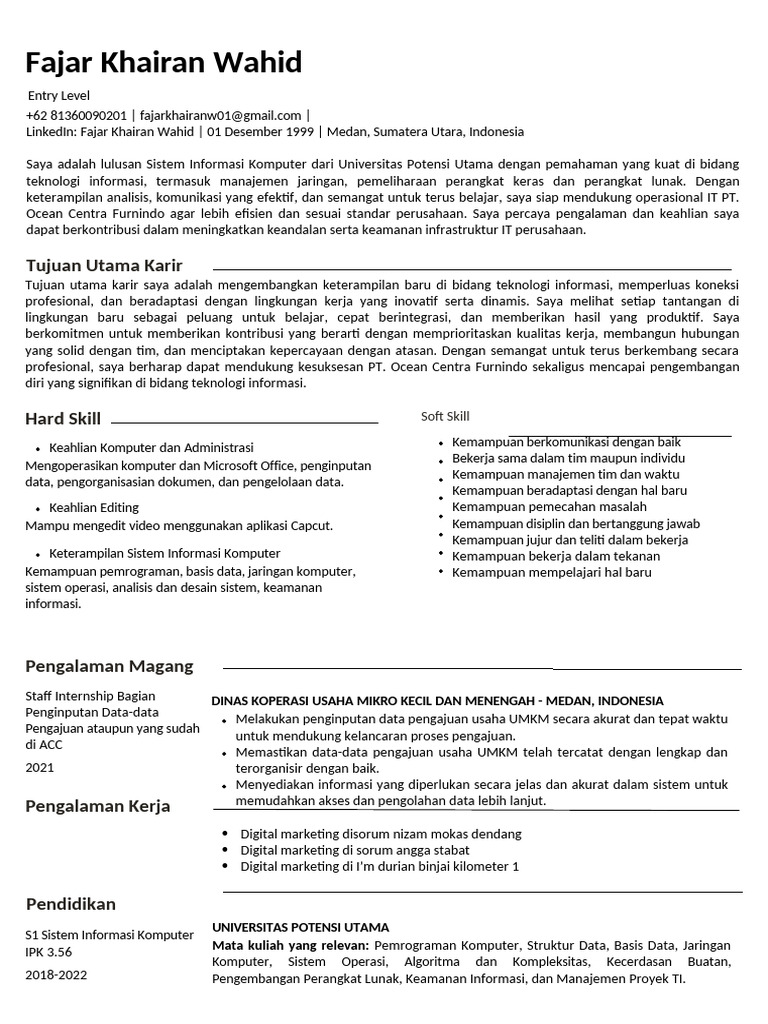 CV FAJAR KHAIRAN WAHID (2) (1) (2) | PDF