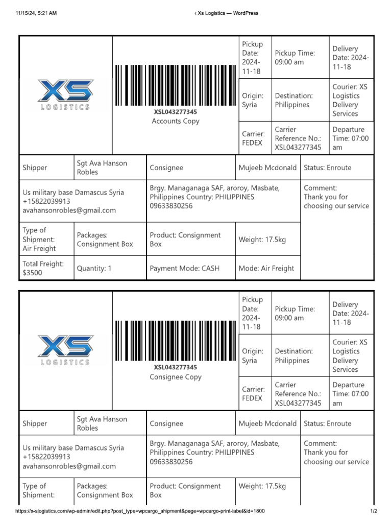 Mujeeb Mcdonald Waybill | PDF