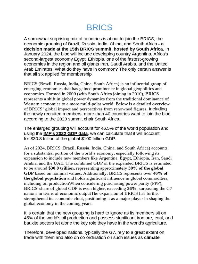 brics | PDF | Bric | Renminbi