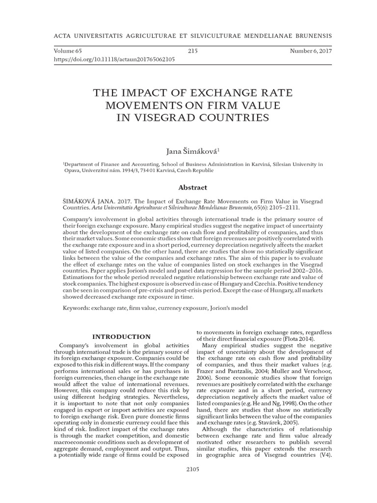 The Impact of Exchange Rate Movements On Firm Valu | PDF | Exchange ...
