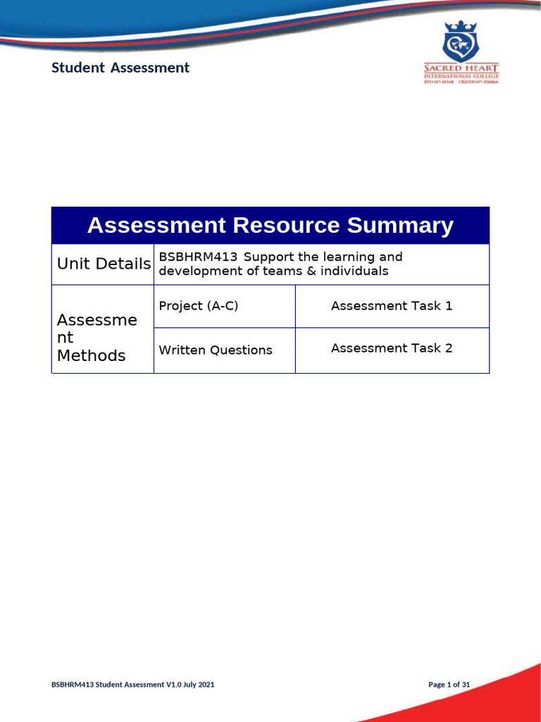 BSBHRM413 Student Assessment V1.0 | PDF | Mentorship | Learning
