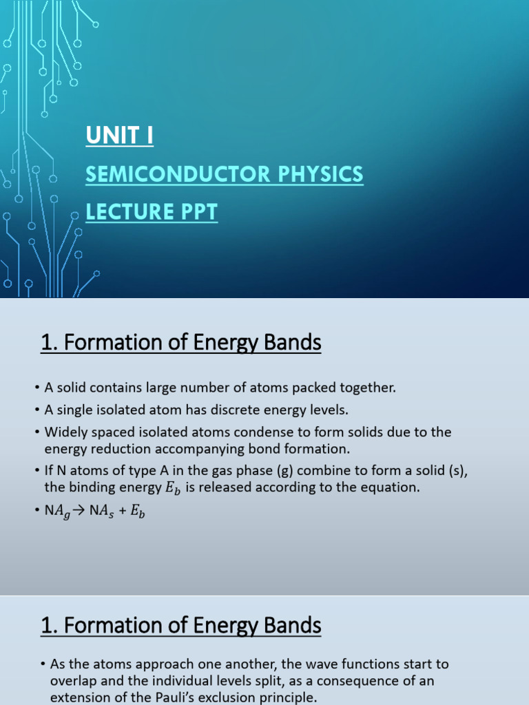 Final Unit1 Physics Lecture PPT | PDF | Semiconductors | Doping (Semiconductor)