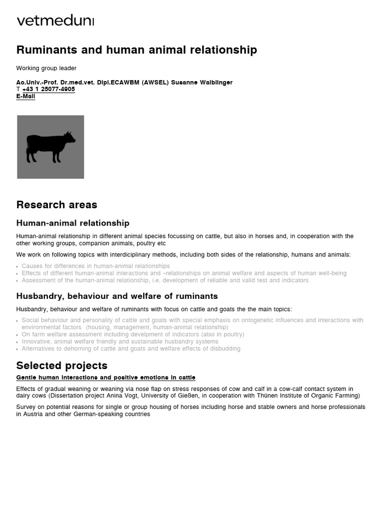 @vetmeduni - Ruminants & Human-Animal Relationship | PDF