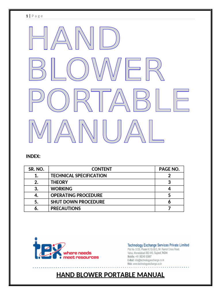 Hand Blower Portable Manual | PDF | Pump | Chemical Equipment