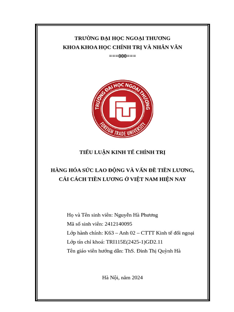 Tiểu Luận KTCT | PDF