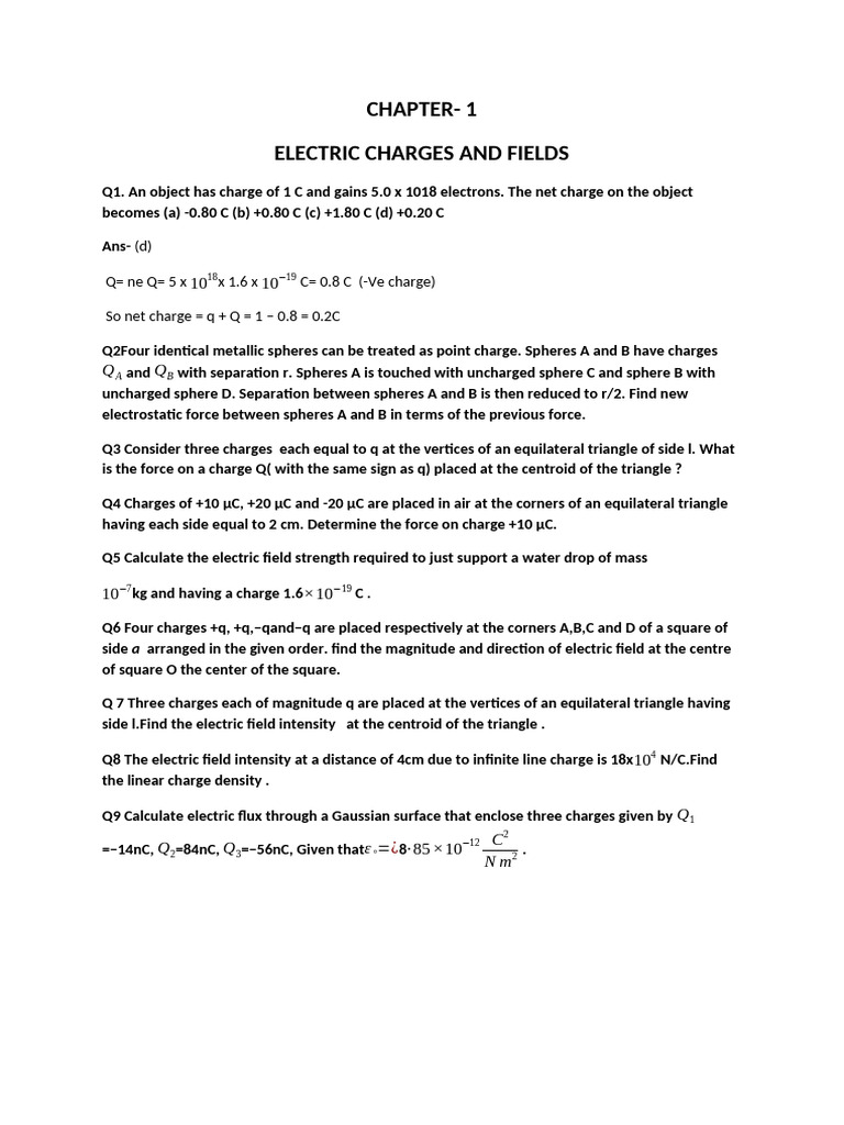 ELECTROSTATIC -1 | PDF | Electric Field | Triangle