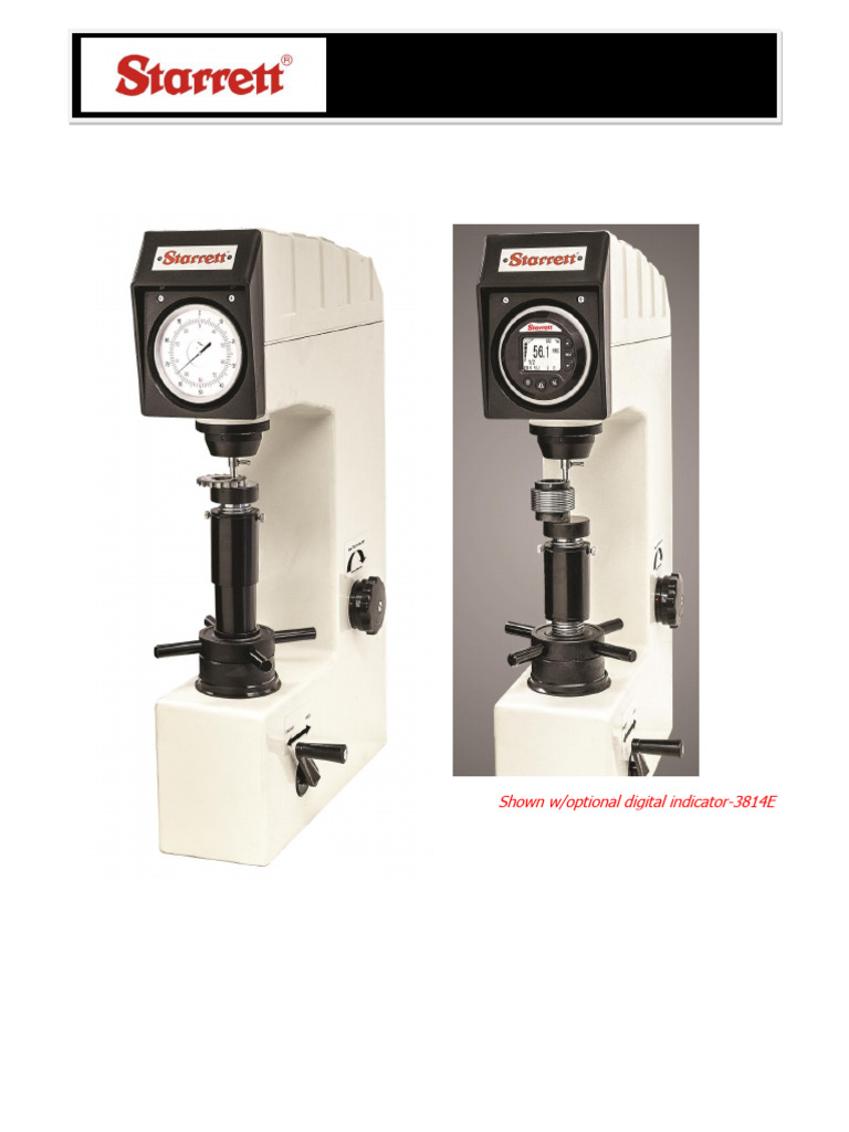 starrett-3814-hardness-tester-user-manual | PDF | Screw | Alloy