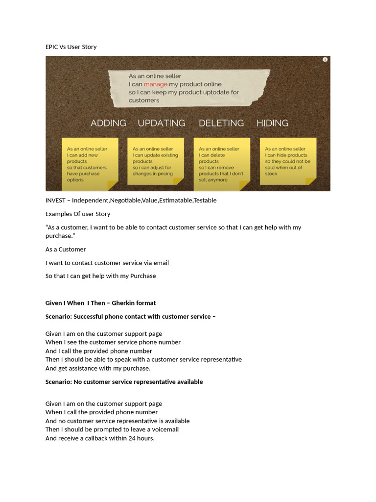 EPIC vs User Story | PDF EPIC vs User Story | PDF