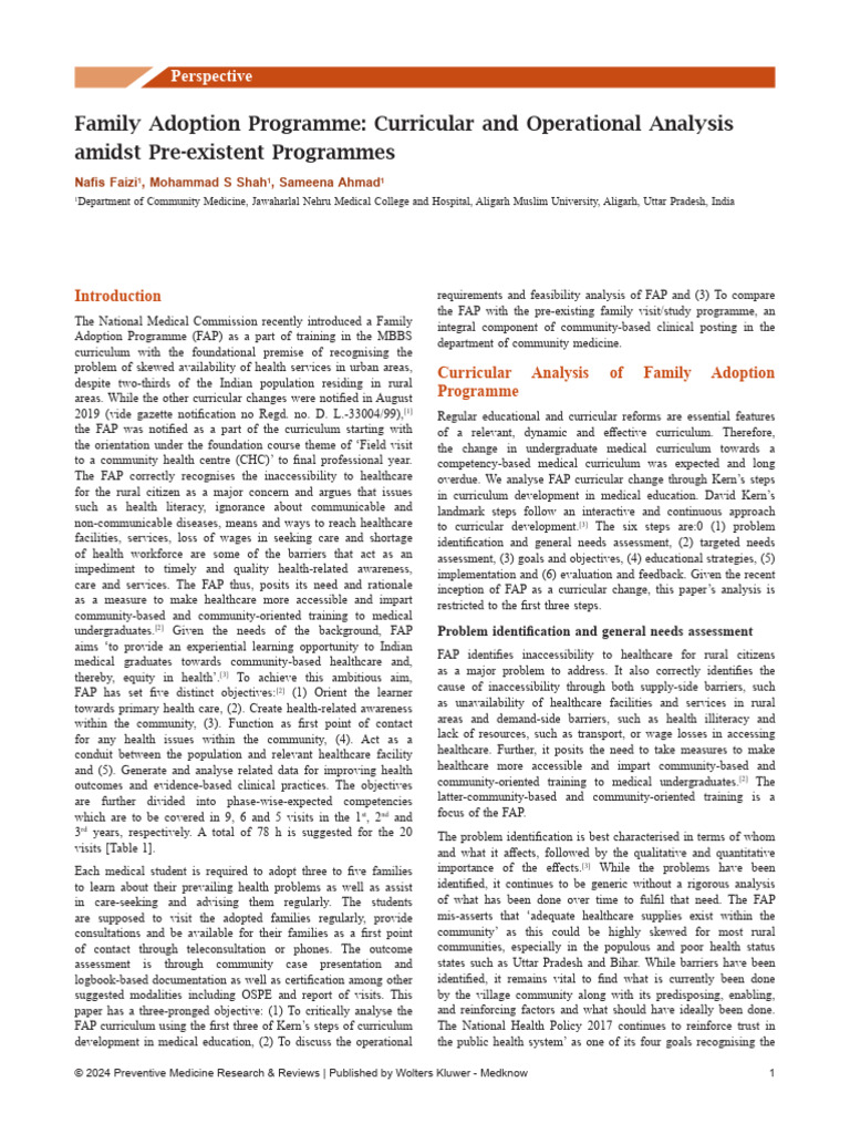 2024. FAP Paper | PDF | Needs Assessment | Health Care